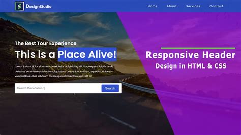 responsive header design in html and css