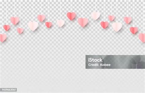 벡터 여러 가지 빛깔의 종이 하트를 매달아 놓았다 하트 모양의 종이 색종이 종이 요소 발렌타인 데이 3 월 8 일 어머니의 날을위한 하트 0명에 대한 스톡 벡터 아트 및