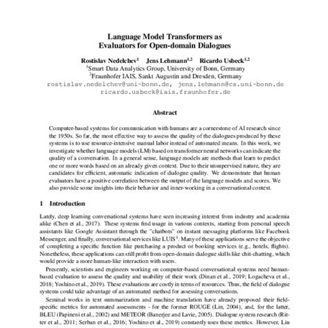 language model transformers as evaluators for open domain dialogues