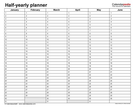 Excel Year Calendar Template