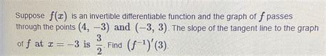 Solved Suppose F X Is An Invertible Differentiable Chegg