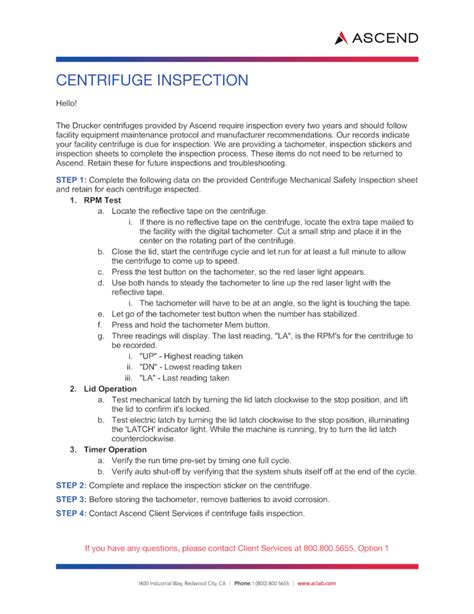 Inspection Instructions Ascend Reference Manual