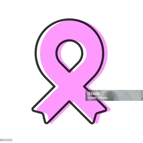 인식 리본 검은색 윤곽선 핑크색 유방암 기하학적 모양 벡터 일러스트 레이 션 평면 디자인 0명에 대한 스톡 벡터 아트 및 기타 이미지 Istock