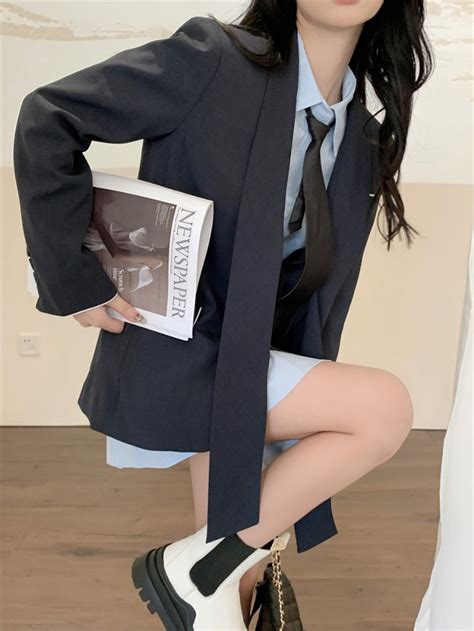 로이핏 스쿨룩 3set 셔츠원피스넥타이자켓 유니크 프레피룩 3pcs 세트