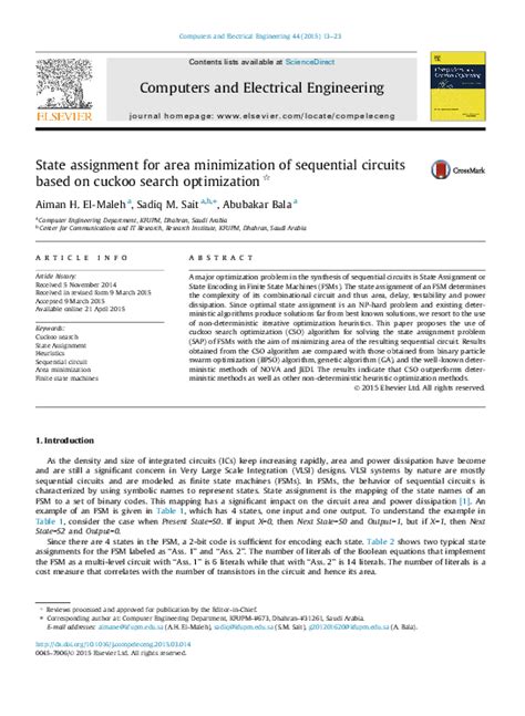 Pdf State Assignment For Area Minimization Of Sequential Circuits