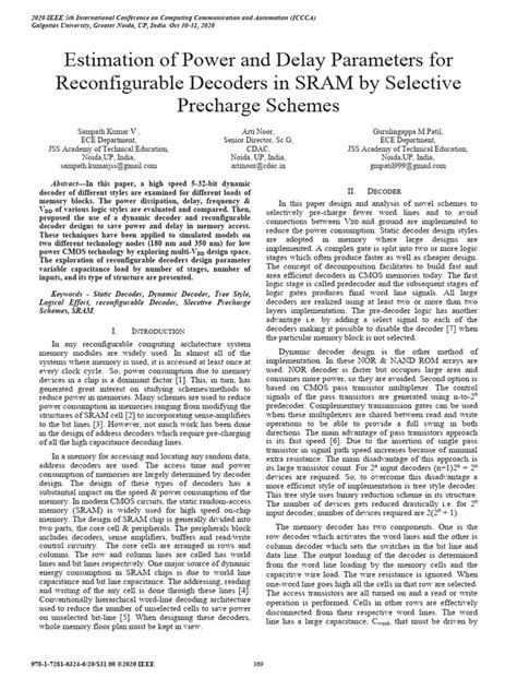 Estimation Of Power And Delay Parameters For Reconfigurable Decoders In Sram By Selective