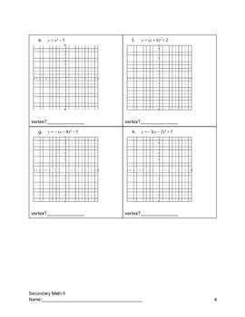 Quadratics Graphing And Key Information About Quadratics Guided Notes