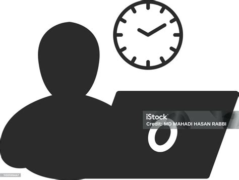 유연한 일정 작업 아이콘 시간과 근무 시간을 가진 사람들 블랙 벡터 개념에 대한 스톡 벡터 아트 및 기타 이미지 개념 라인아트 로고 Istock