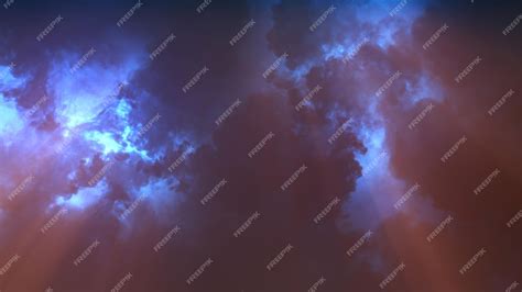 Premium Photo 3d Rendering Of Thunderclouds With Bright Lightning Flashes