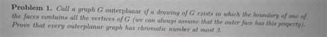 Solved Problem 1 Call A Graph G Outerplanar If A Drawing Of