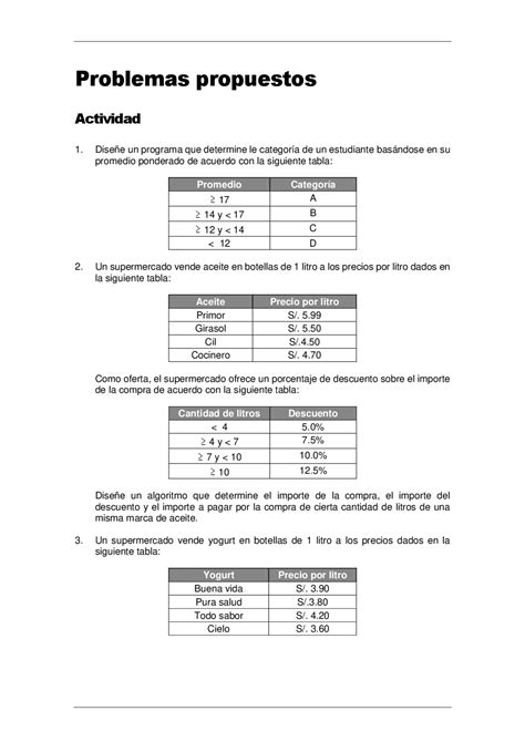 Programa Pseint Ejercicios Propuestos Ejercicios De Diseño De Algoritmos Docsity