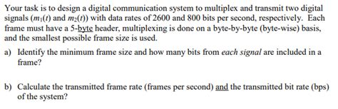 Solved Your Task Is To Design A Digital Communication System Chegg