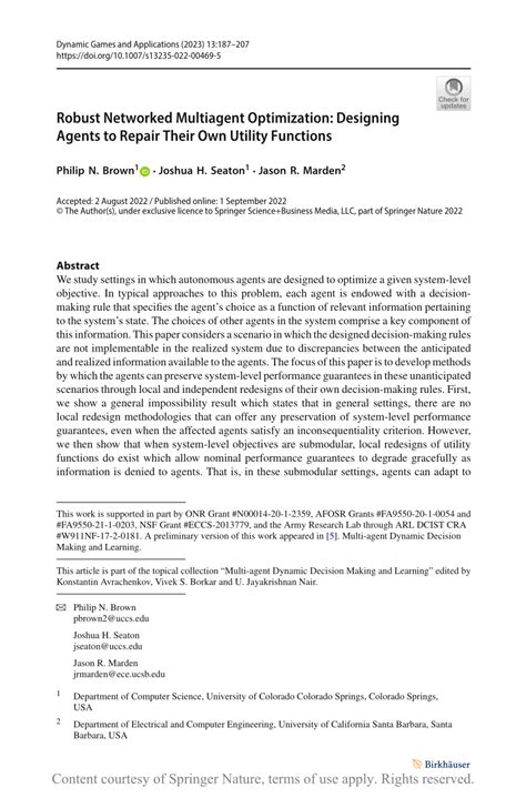 Robust Networked Multiagent Optimization Designing Agents To Repair