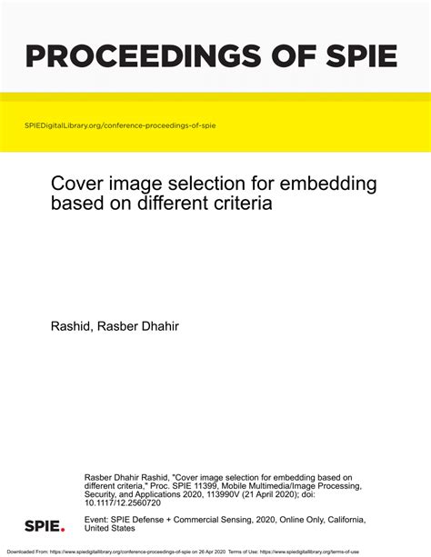 Pdf Cover Image Selection For Embedding Based On Different Criteria
