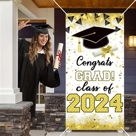 Congrats Grad Banner Graduation Banner Congratulations Temu Canada