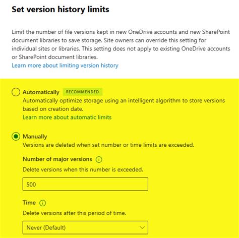 How To Manage Version History Settings In Sharepoint Sharepoint Maven