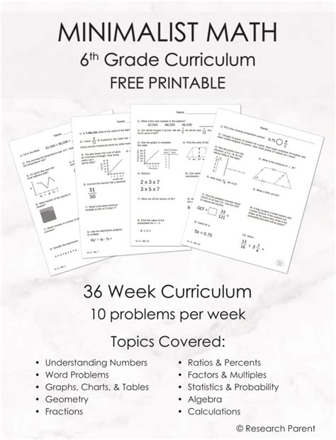 Homeschool 6th Grade Curriculum Printable Homeschool Printables Free