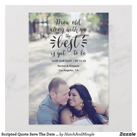 Scripted Quote Save The Date Photo Announcement Zazzle Save The Date Photos Photo