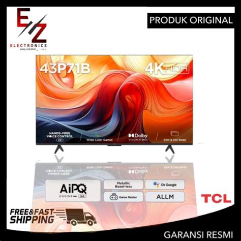 Jual TCL 43P71B LED GOOGLE TV 43 Inch UHD 4K HDR DOLBY ATMOS HANDS FREE VOICE CONTROL 2 0