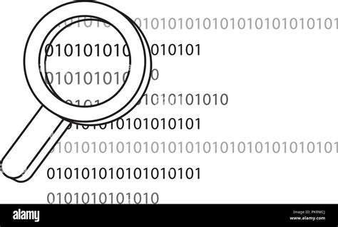outline magnifying glass programming code technology stock vector image