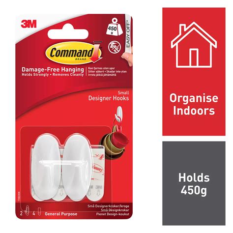 3M Command White Plastic Hooks Pack Of 2 Departments DIY At B Q
