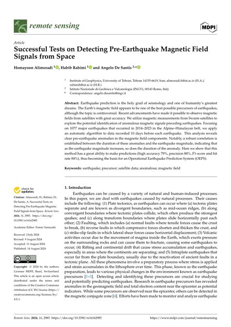 Pdf Successful Tests On Detecting Pre Earthquake Magnetic Field