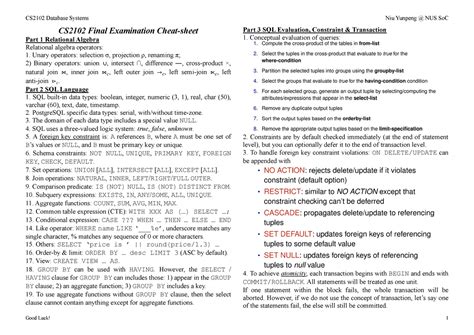 final a cheatsheet cs2102 database systems niu yunpeng nus soc