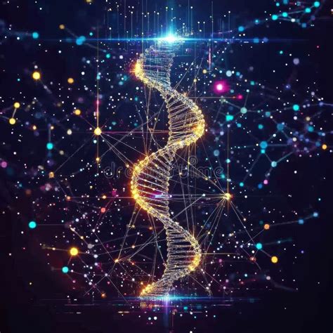 Glowing Dna Double Helix Illuminated By Molecular Connections In A Vibrant Cosmic Backdrop