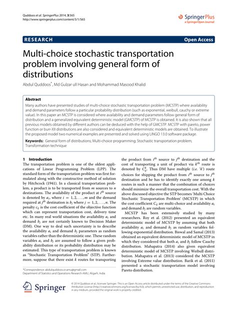 Pdf Multi Choice Stochastic Transportation Problem Involving General