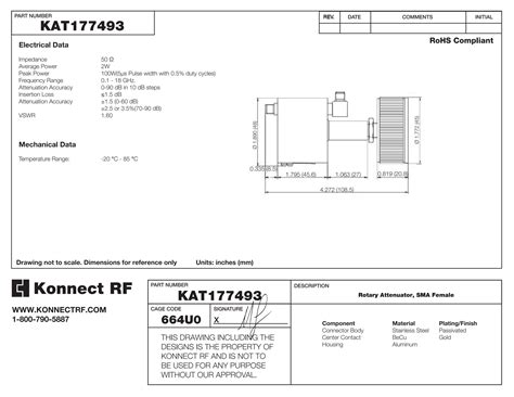 Rotary Attenuator Sma Female 01 18 Ghz 2 Watts 0 90 Db In 10 Db