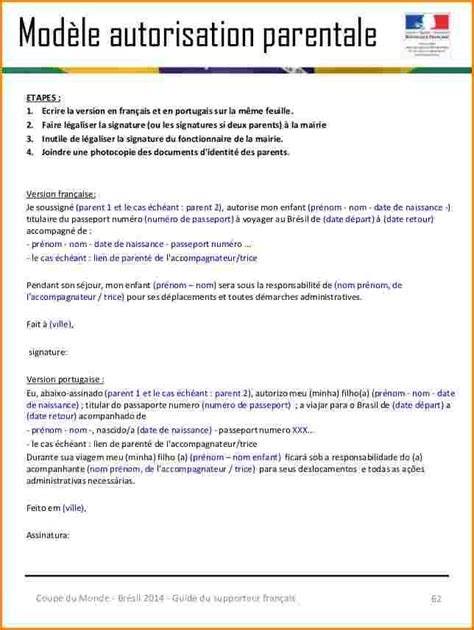 Modele De Lettre Autorisation Parentale Modele De Lettre Type