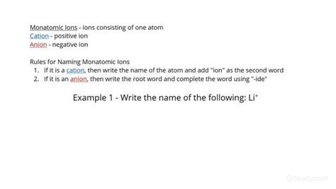 How To Name Monatomic Ions Chemistry