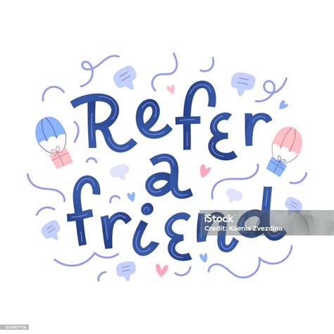 낙서 그림으로 장식된 친구 편지를 참조하십시오 추천 충성도 프로그램 소셜 미디어에 대한 타이포그래피 필기 서예 견적 온라인