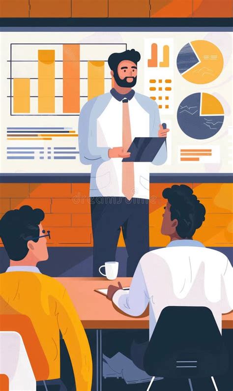Professional Speaker Giving A Business Presentation With Graphs And