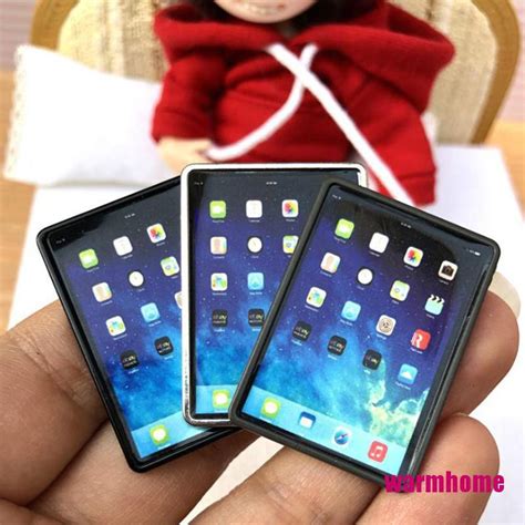 Wmph 1 12 Dollhouse Miniature Tablet Mini Laptop Computer Model Doll House Decor Toy Shopee