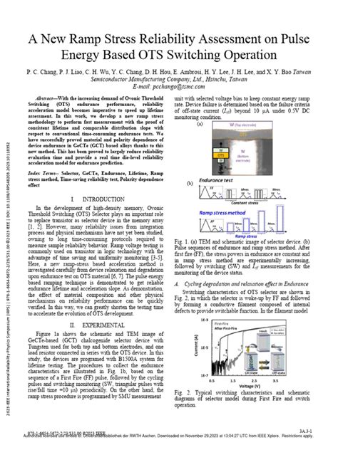 A New Ramp Stress Reliability Assessment On Pulse Energy Based Ots