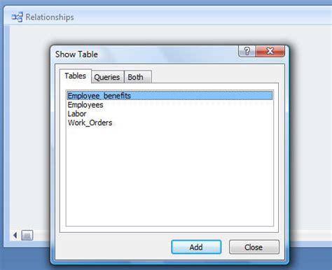 Microsoft Access Relationship Designer