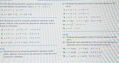Solved 1 2 For The Given Parametric Equations Find The