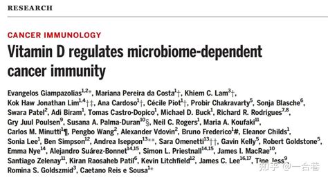 Science新发现！维生素d调控肠道细菌，筑牢抗癌防线！ 知乎
