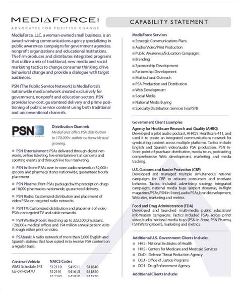 Capability Statement Examples