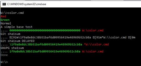 Cmdexe Batch Script Color Output With For F Msys Commands Stack