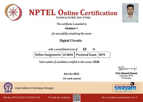 Pranav Thangavel On Linkedin Completes A Nptel Course On Digital Circuits