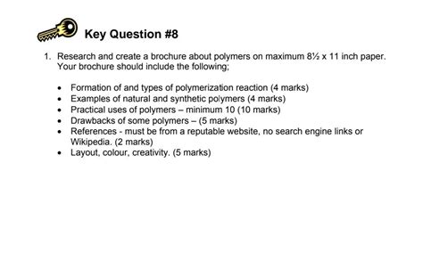 Solved 1 Research And Create A Brochure About Polymers On