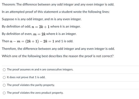Solved Theorem The Difference Between Any Odd Integer And