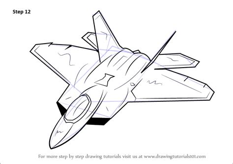 Learn How To Draw Lockheed Martin F 22 Raptor Fighter Jets Step By Step Drawing Tutorials