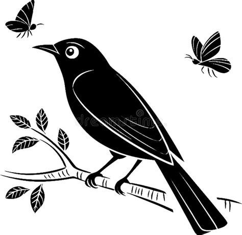 Delicate White Eye Stencil Perches With Grace Stock Illustration