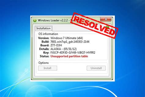 Windows Loader Unsupported Partition Table On Windows 7 Fixed