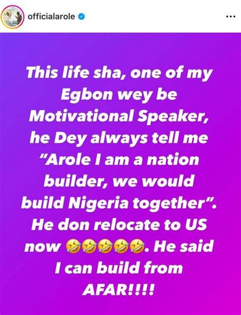 Comedian Arole Reveals Response From A Motivational Speaker Who