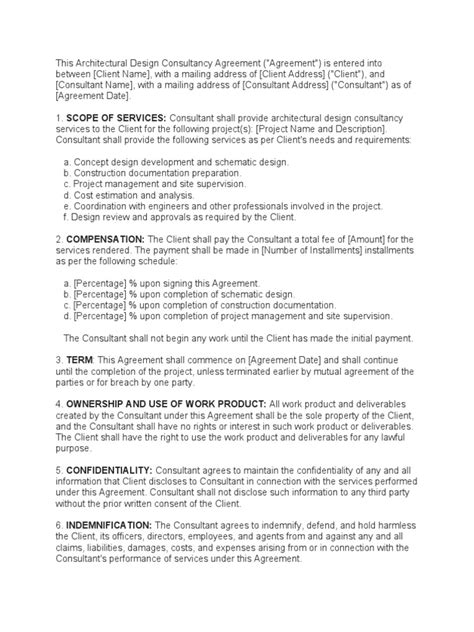 Architectural Design Consultancy Agreement Pdf
