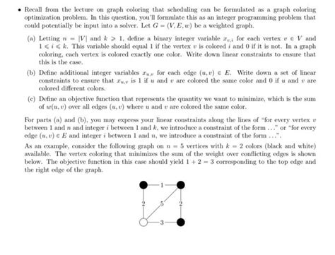 Solved Recall From The Lecture On Graph Coloring That